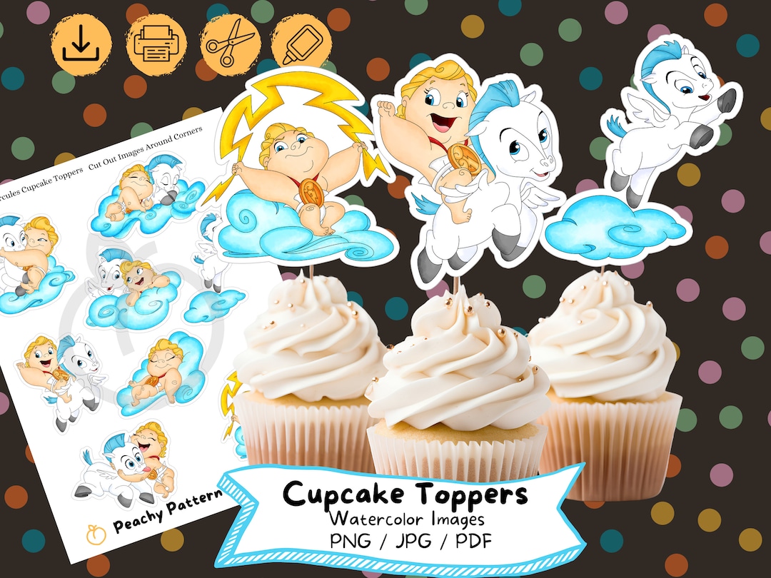 Baby Hercules Watercolor Cupcake Topper, Instant Digital Download ...