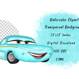 Flo From Cars Movie: Watercolor Cartoon Clipart (PNG, Digital Download ...