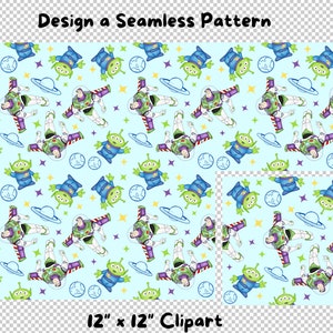Toy Story Seamless Pattern, Digital Download, Cute Cartoon, Buzz Lightyear, Woody, Jessie ...