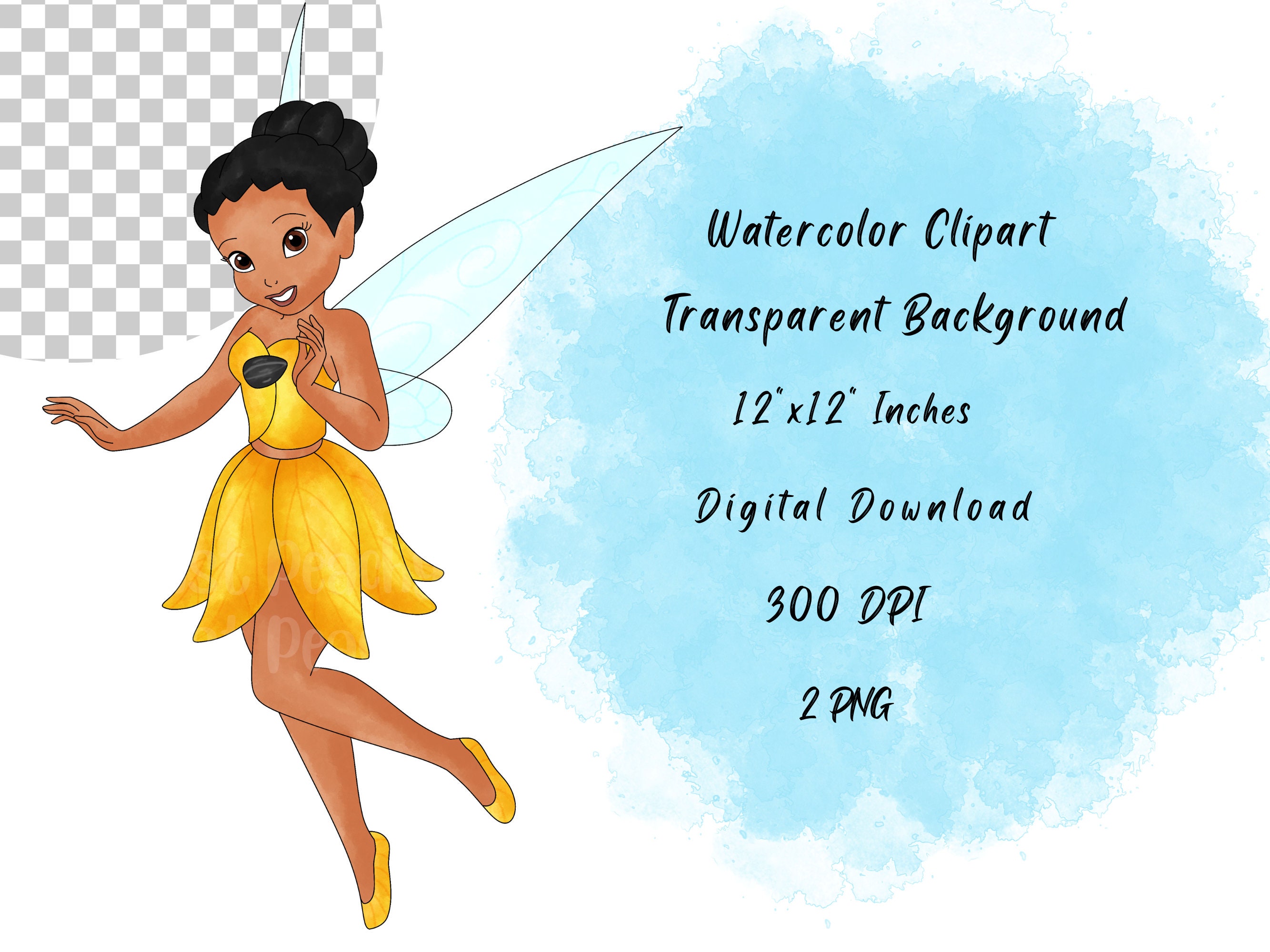 Iridessa From Tinkerbell Hand Drawn Watercolor Clipart, Cute Cartoon ...