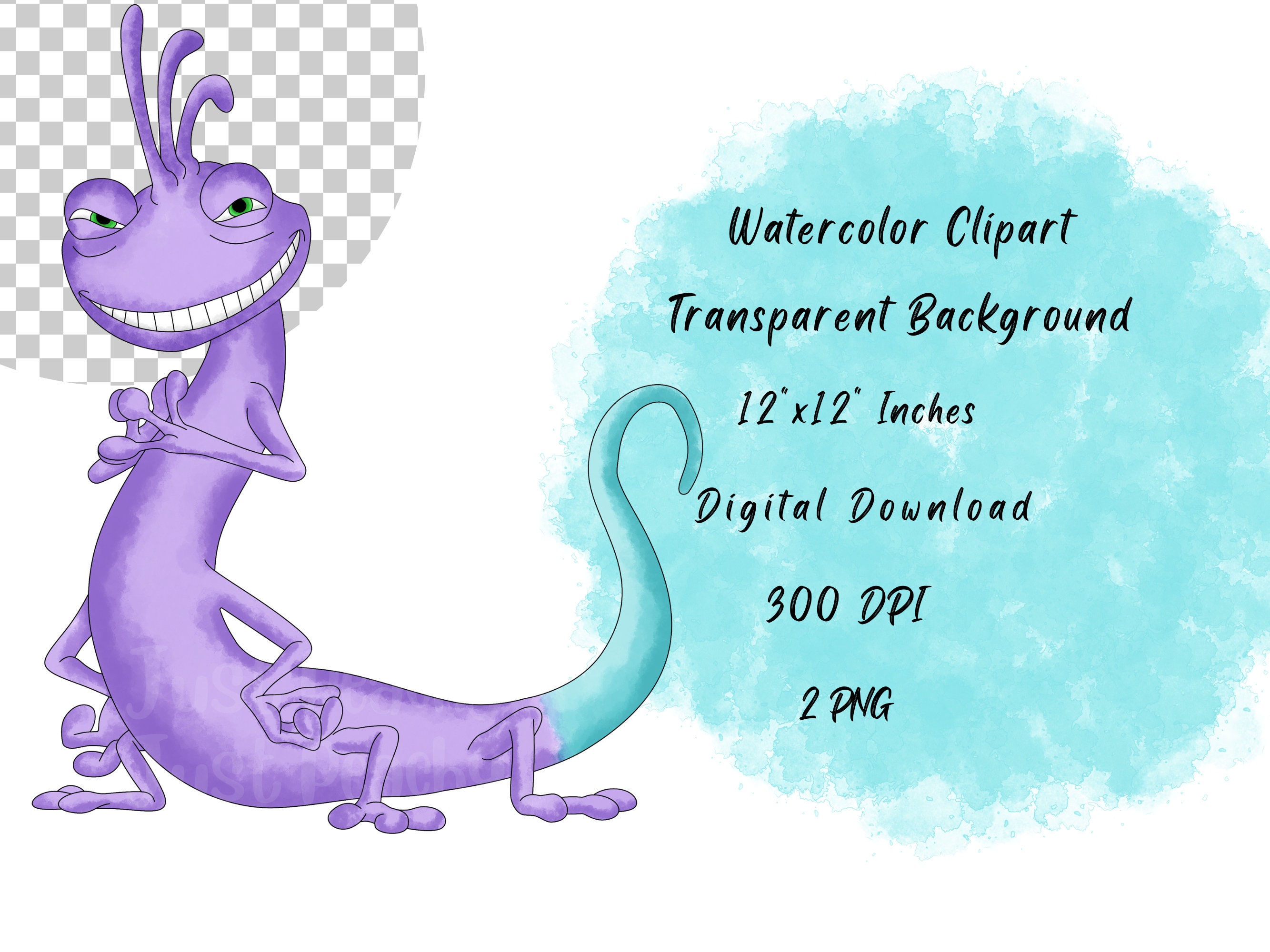 Randall From Monsters Inc Watercolor Clipart Set, Cute Cartoon, PNG ...