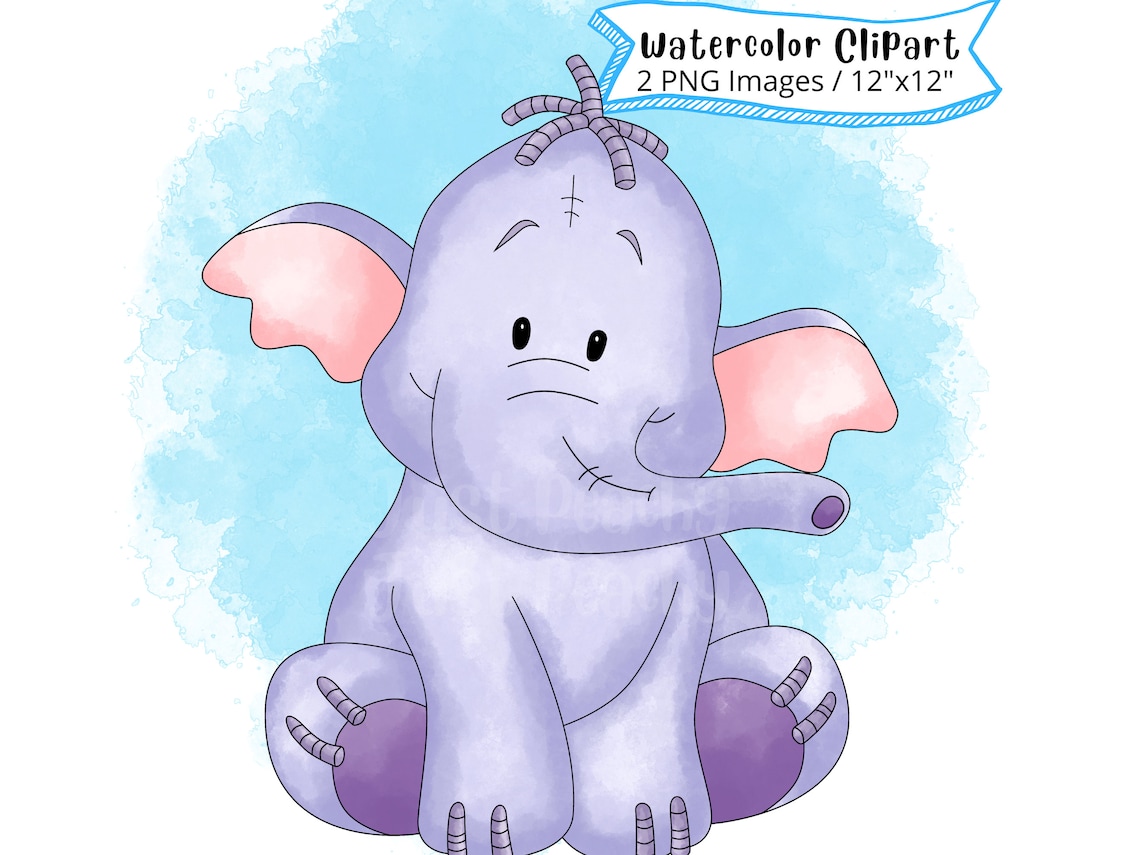 Heffalump From Winnie the Pooh Hand Drawn Watercolor Clipart, Cute ...