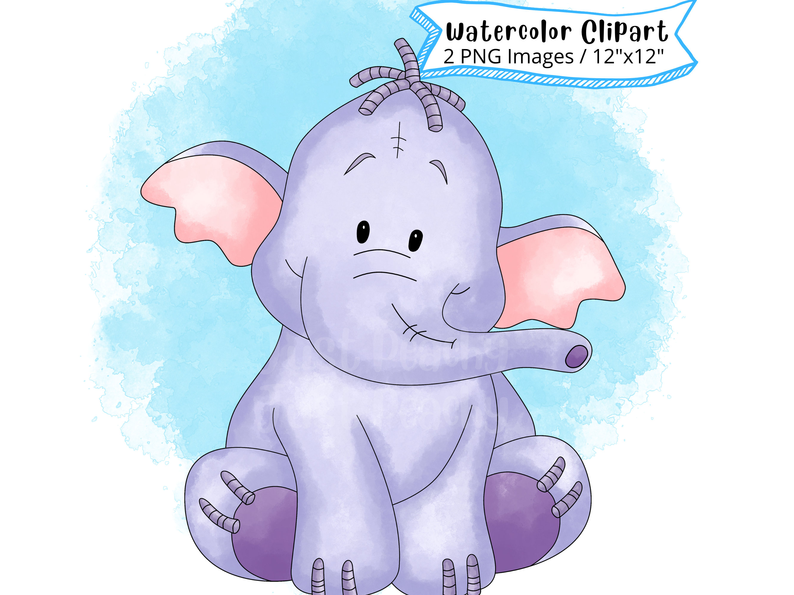 Heffalump From Winnie the Pooh Hand Drawn Watercolor Clipart, Cute ...