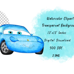 Sally From Cars Movie Watercolor Clipart: Cartoon PNG (instant Download ...