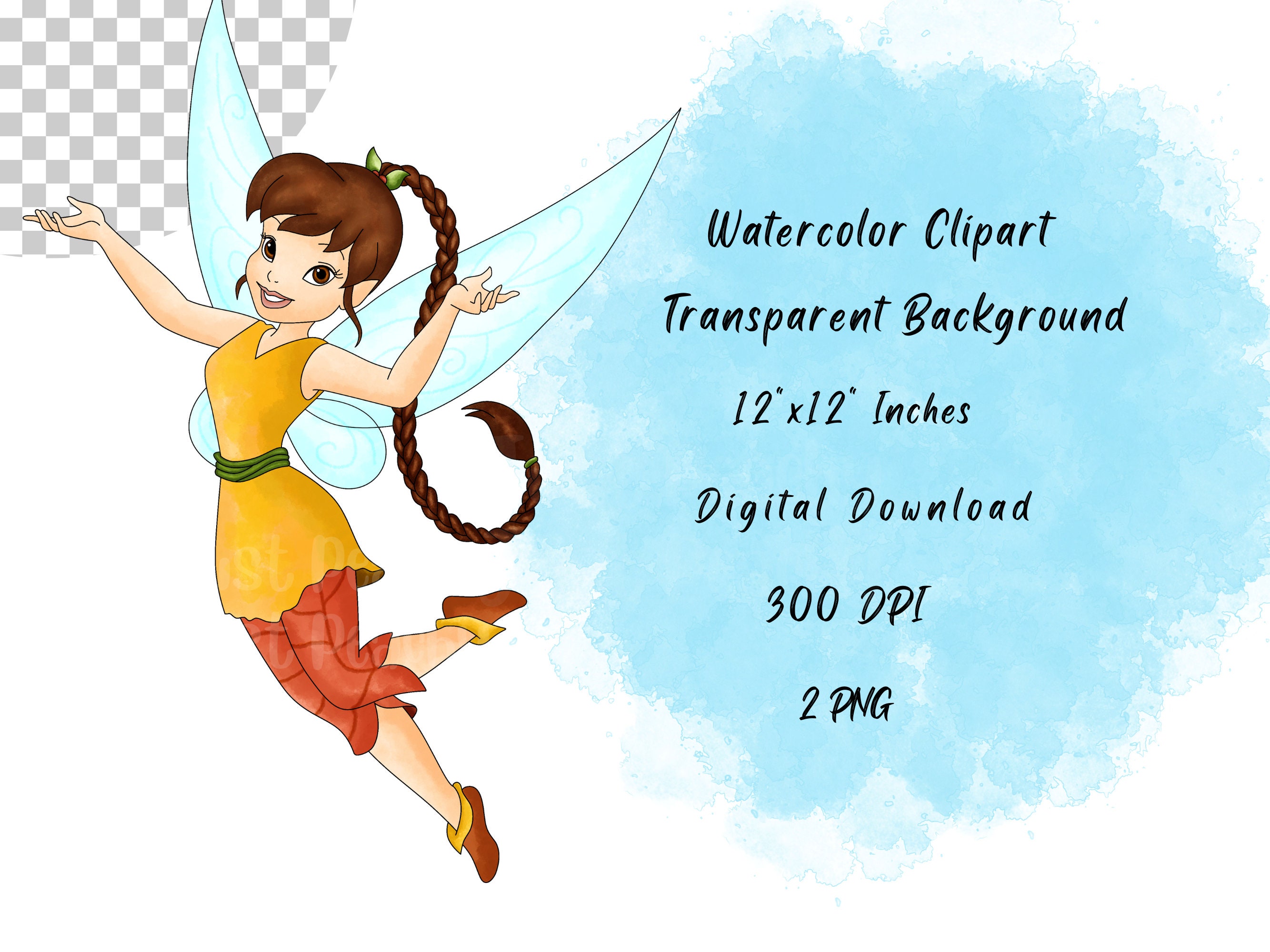 Fawn From Tinkerbell Hand Drawn Watercolor Clipart, Cute Cartoon, PNG ...