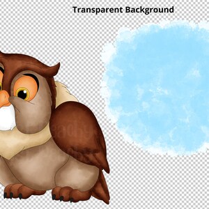 Owl From Bambi Hand Drawn Watercolor Clipart Set, Cute Cartoon ...