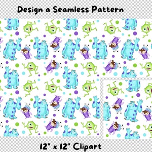 Monsters Inc Seamless Pattern, Digital Download, Cute Cartoon, High ...