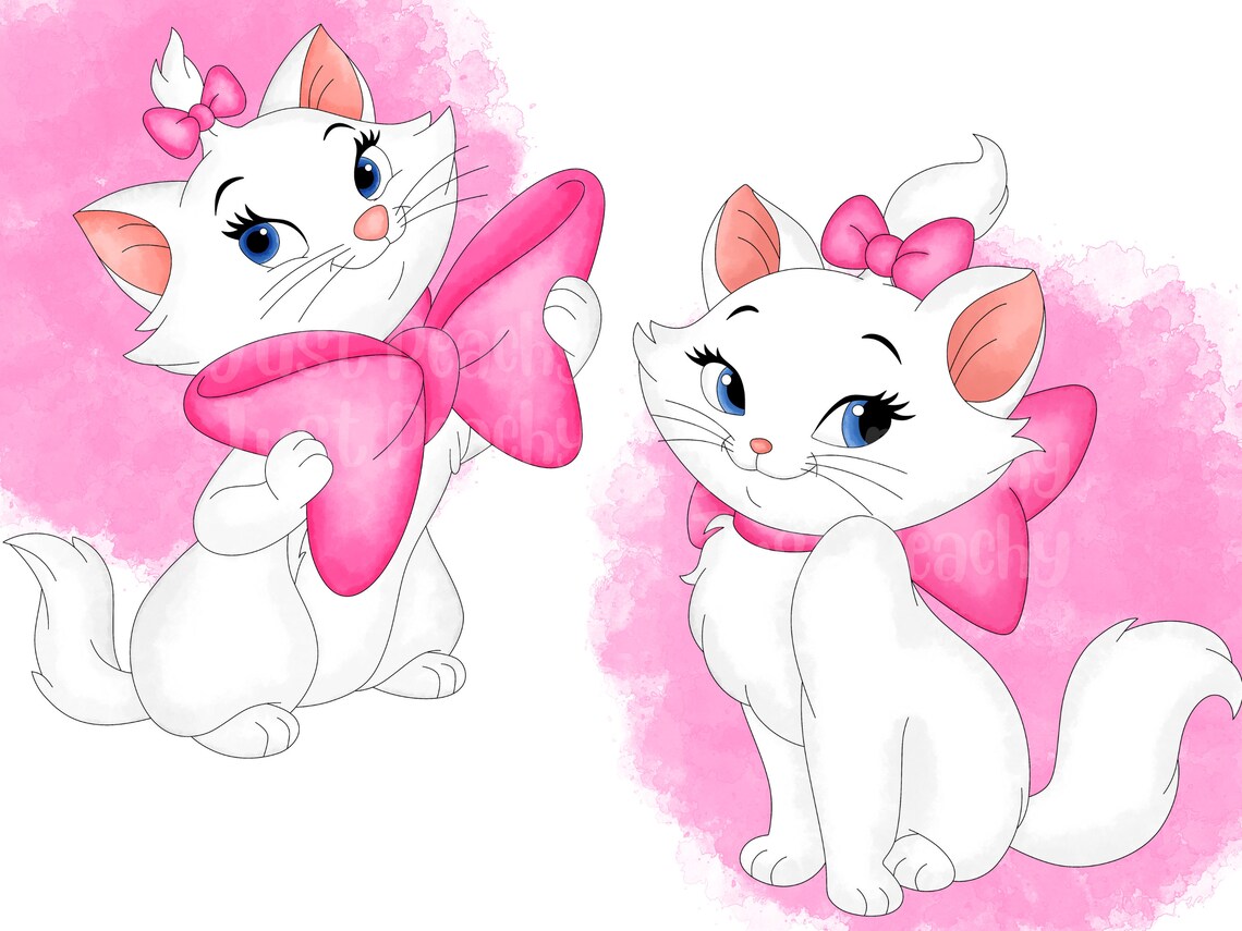 Marie Cat Watercolor Clipart Set: Hand-drawn Cartoon (digital Download ...