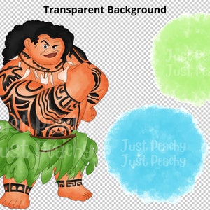 Maui From Moana Watercolor Clipart Set: Cartoon Illustration (instant ...