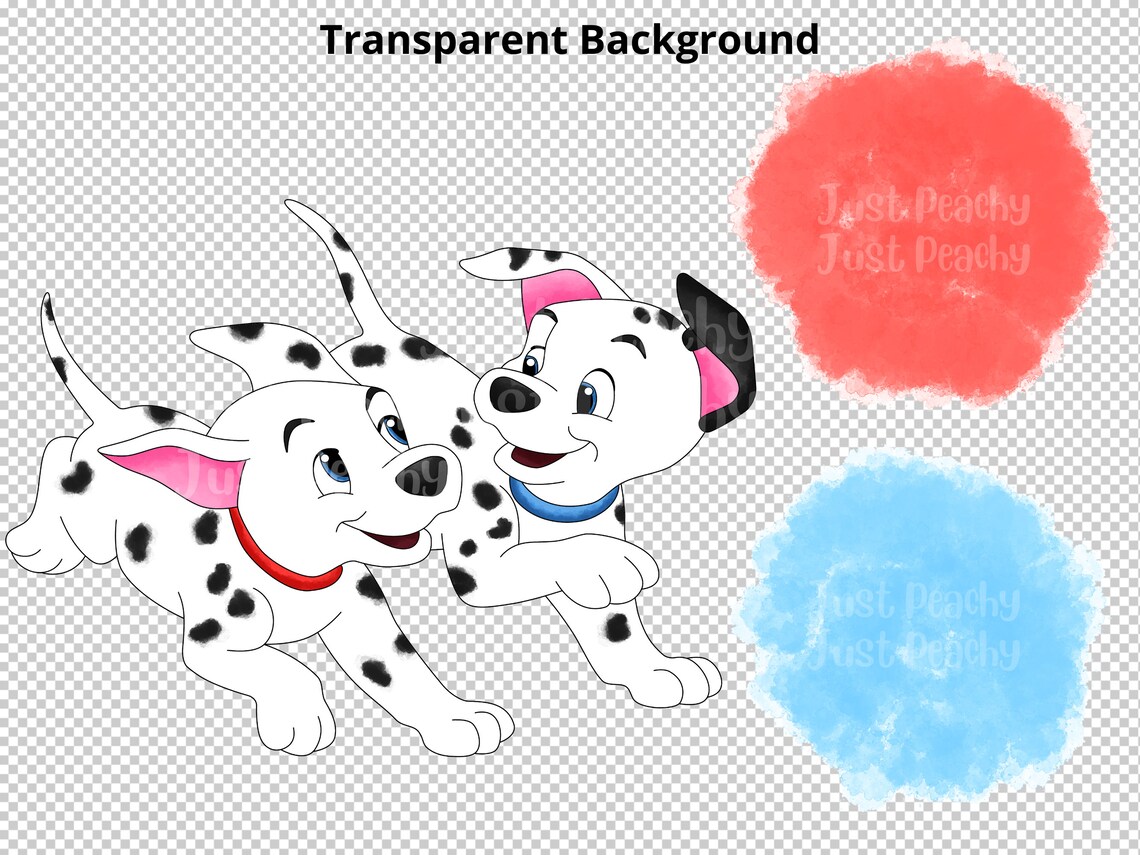 101 Dalmatians Hand Drawn Watercolor Clipart Set, PNG, High Resolution, Transparent Background ...