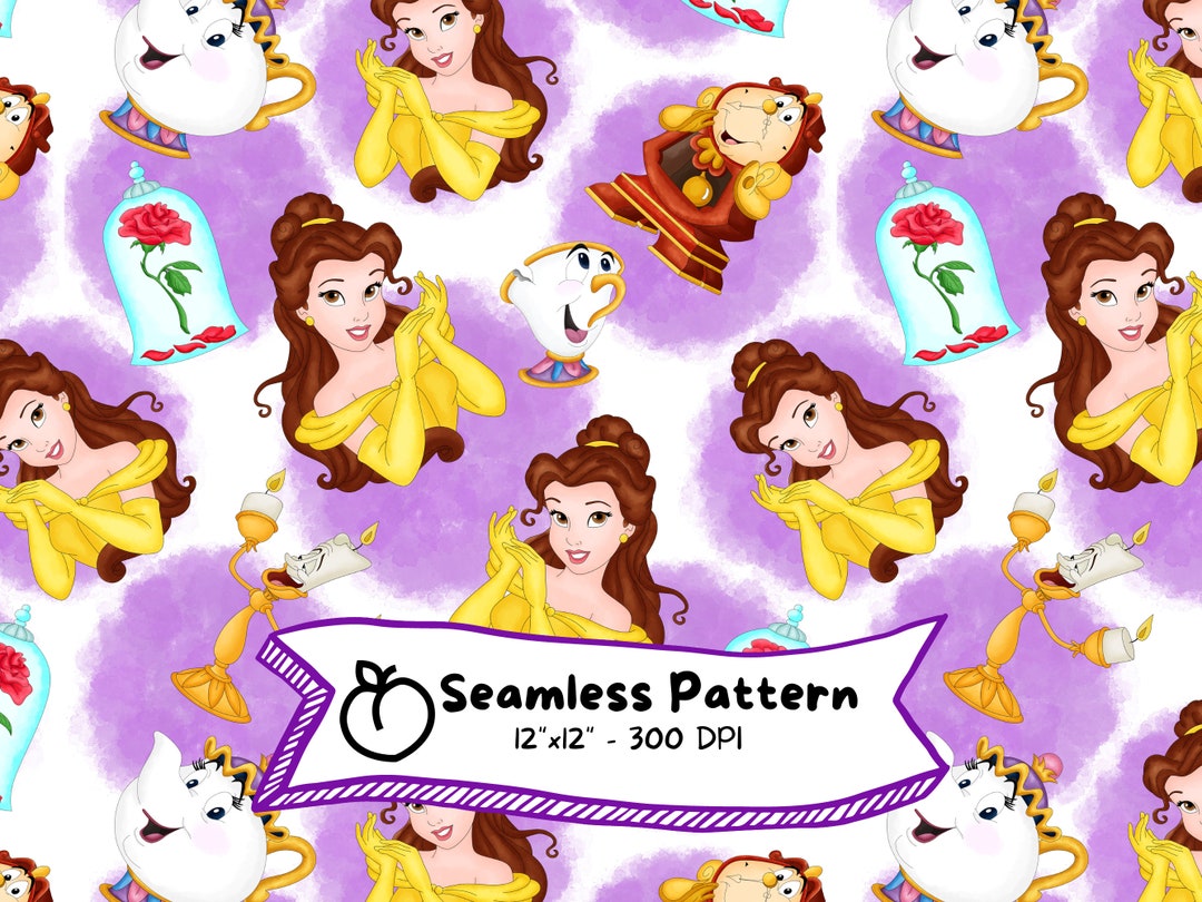 Beauty and the Beast Seamless Pattern: Watercolor Belle (digital ...