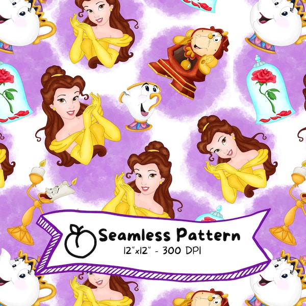 Beauty and the Beast Seamless Pattern - Etsy