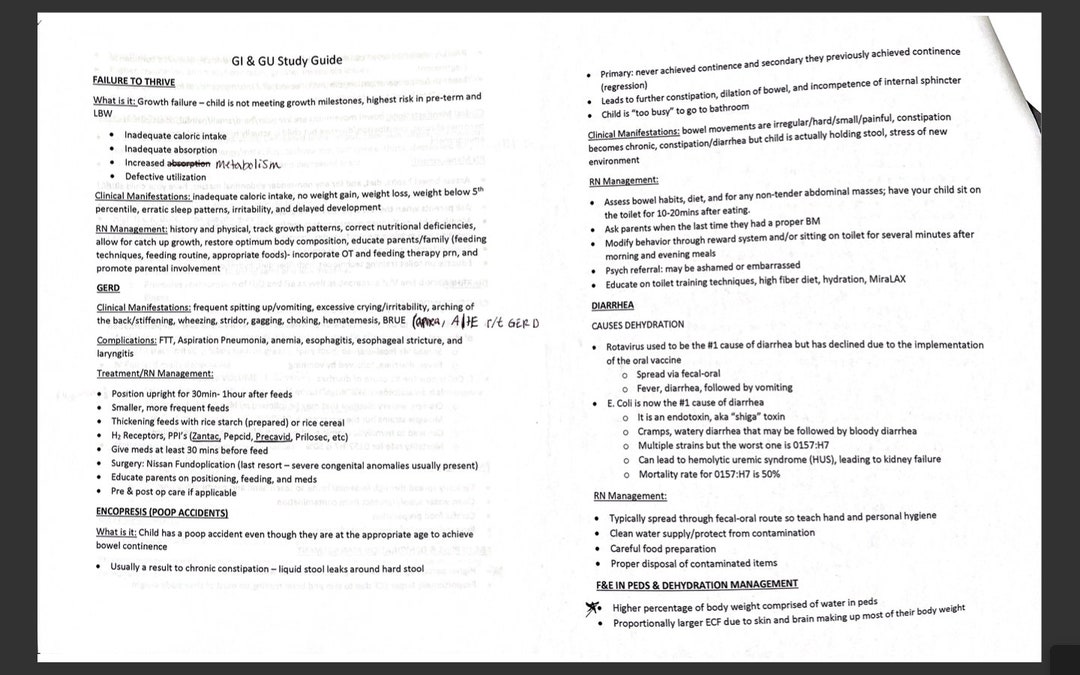 55-pg Complete Pediatric Study Guide for Cardiac, GI, GU, Respiratory ...