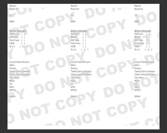Ortho Nurse Report Sheet • SBAR • Patient Handoff • Printable Template ...
