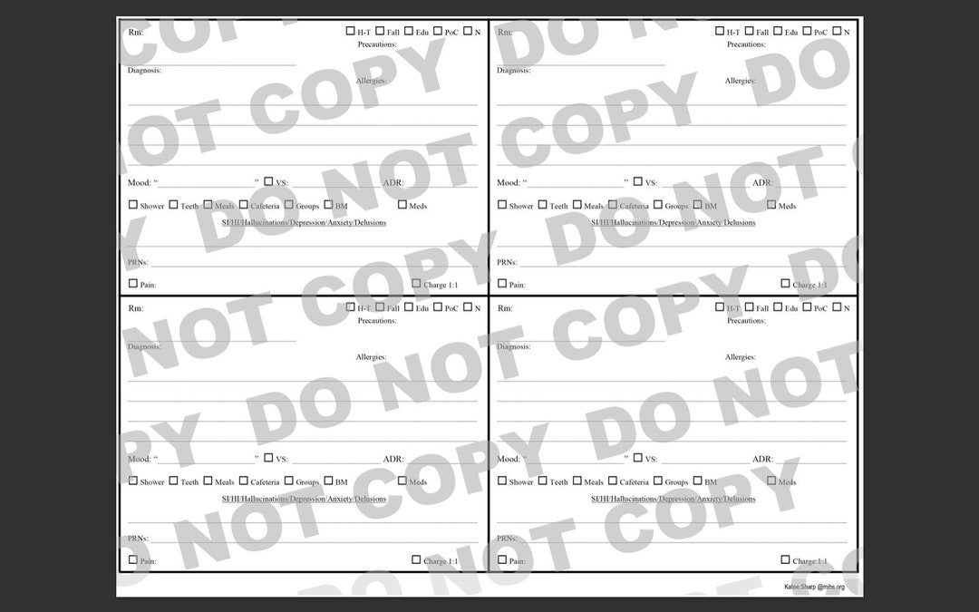 Psych Nurse Report Sheet for Patients, Psychiatric Nurse Brain ...