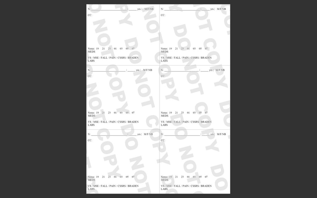 Psych ED Nurse Report Sheets for 6 Patients, Psychiatric Nurse Brain ...