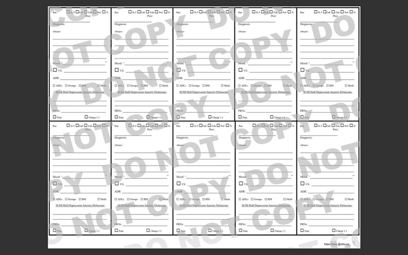 Psych Nurse Report Sheet for Patients, Psychiatric Nurse Brain ...