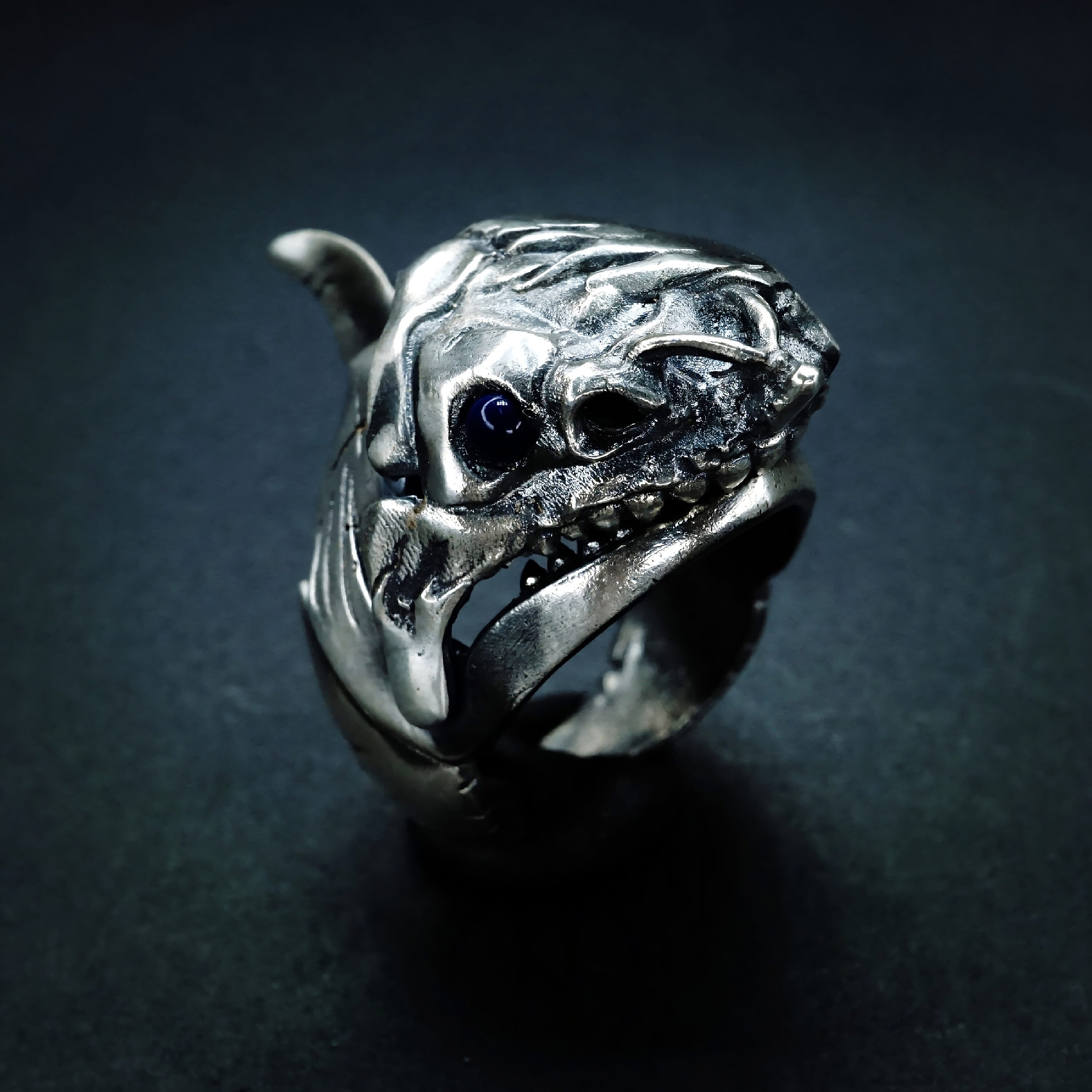 Skeleton Great White Shark Ring Animal Ring Sea Beach 925 Sterling ...