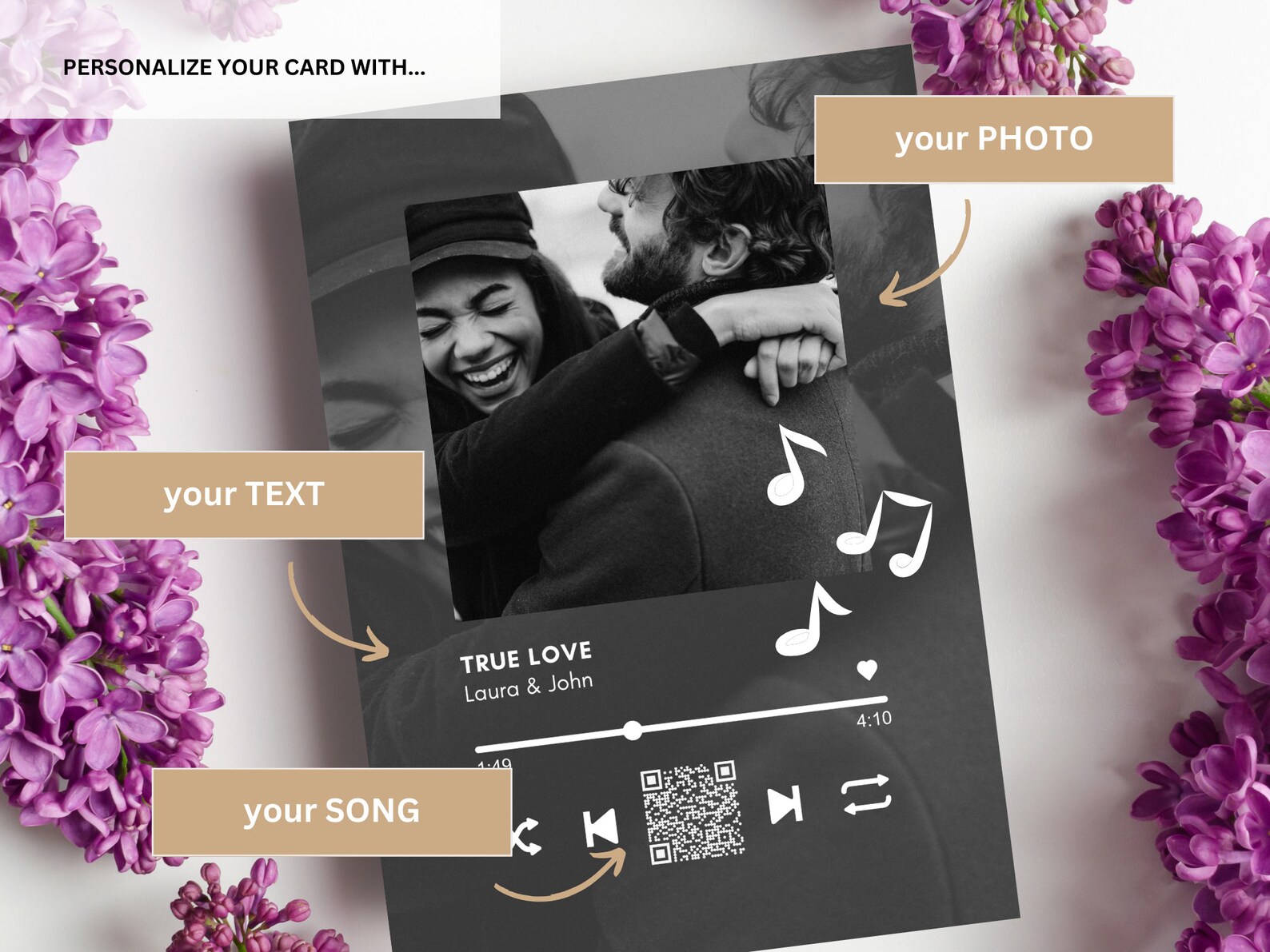 Personalisierte Karte mit eurem Song | Interaktive Karte mit QR Code zu eurem Lieblingssong ...