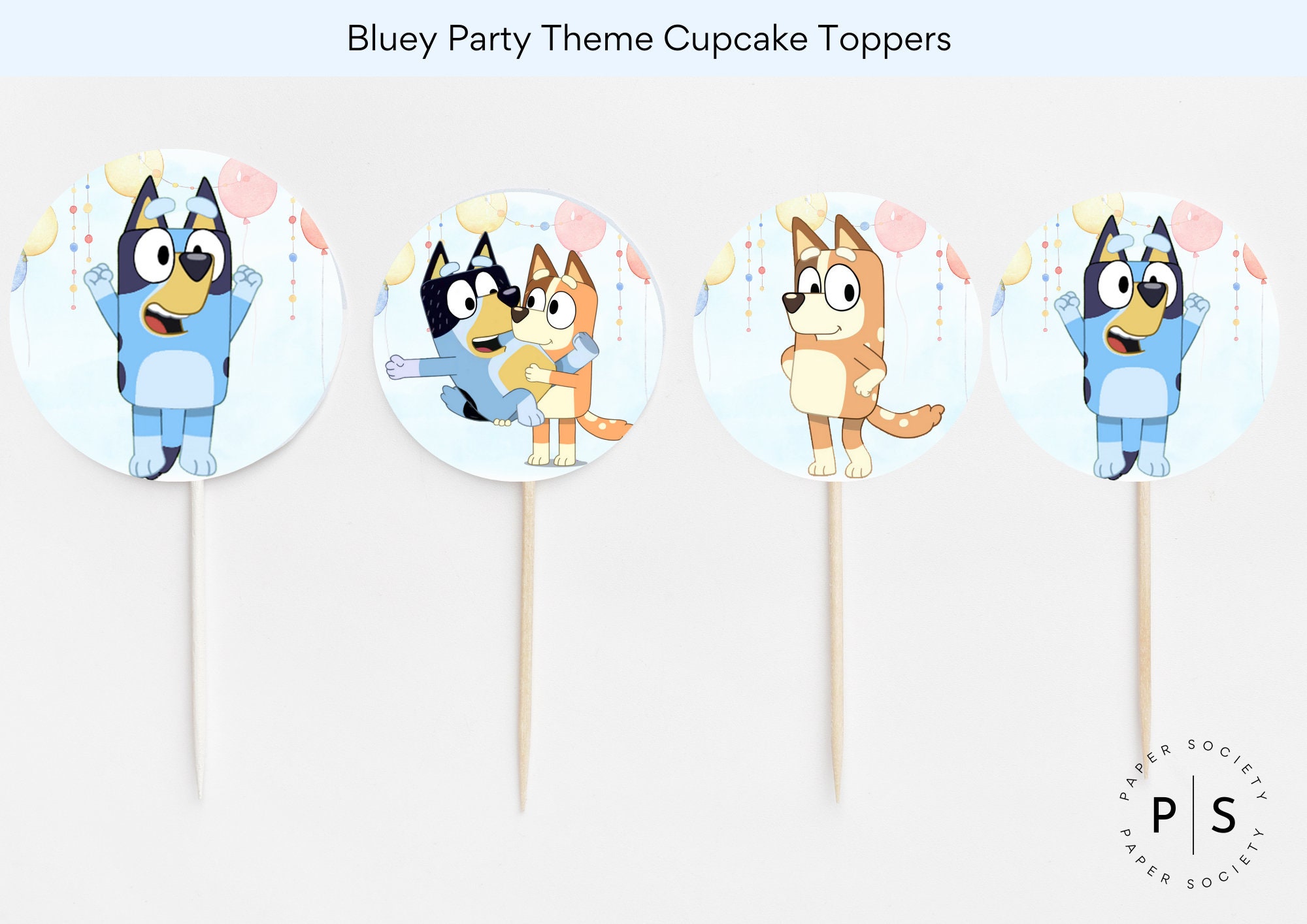Bluey Birthday Cupcake Toppers Template Bluey and Bingo - Etsy Canada