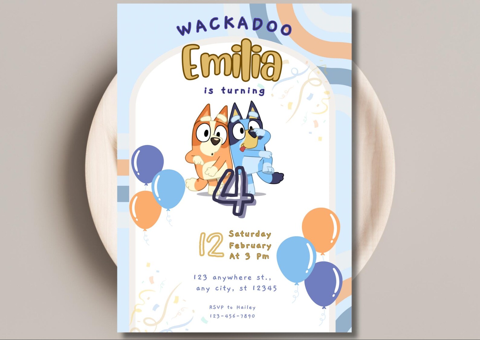 Wackadoo Bluey Birthday Invitation, Editable Canva Template, Bluey ...