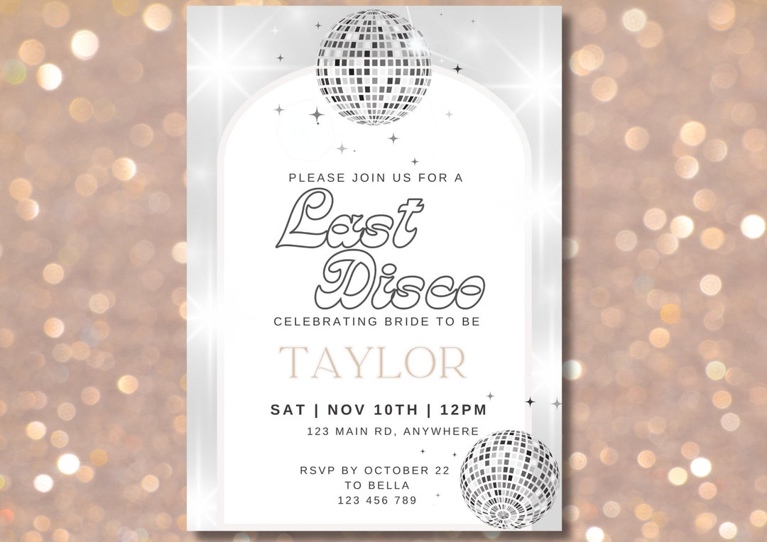 Disco Ball Diva Hen Party Invitation, Silver Glitter Festival Hen Do Invitation Printable ...