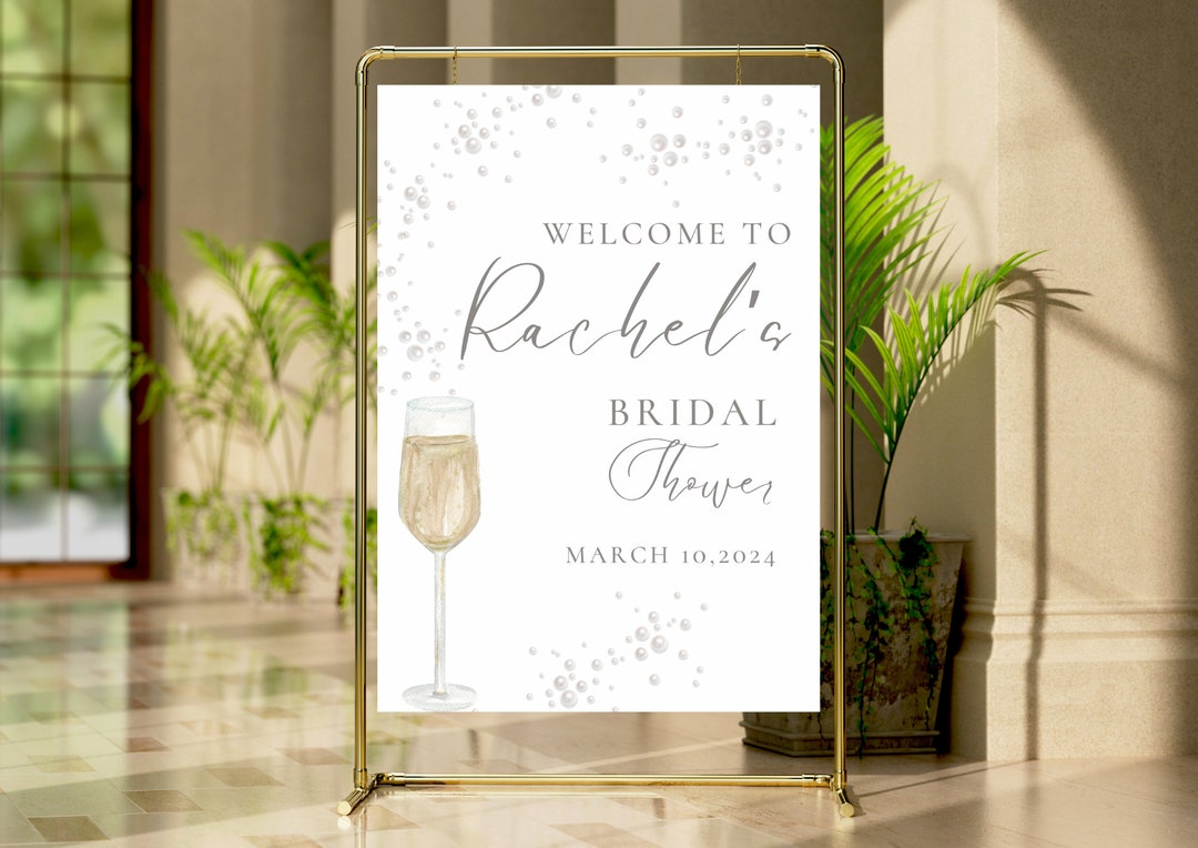 Pearls and Prosecco Bridal Shower Sign A3, Bridal Shower Welcome Sign ...