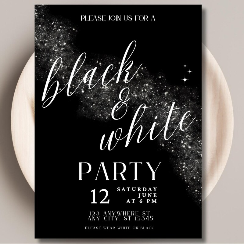 Black White Invite - Etsy