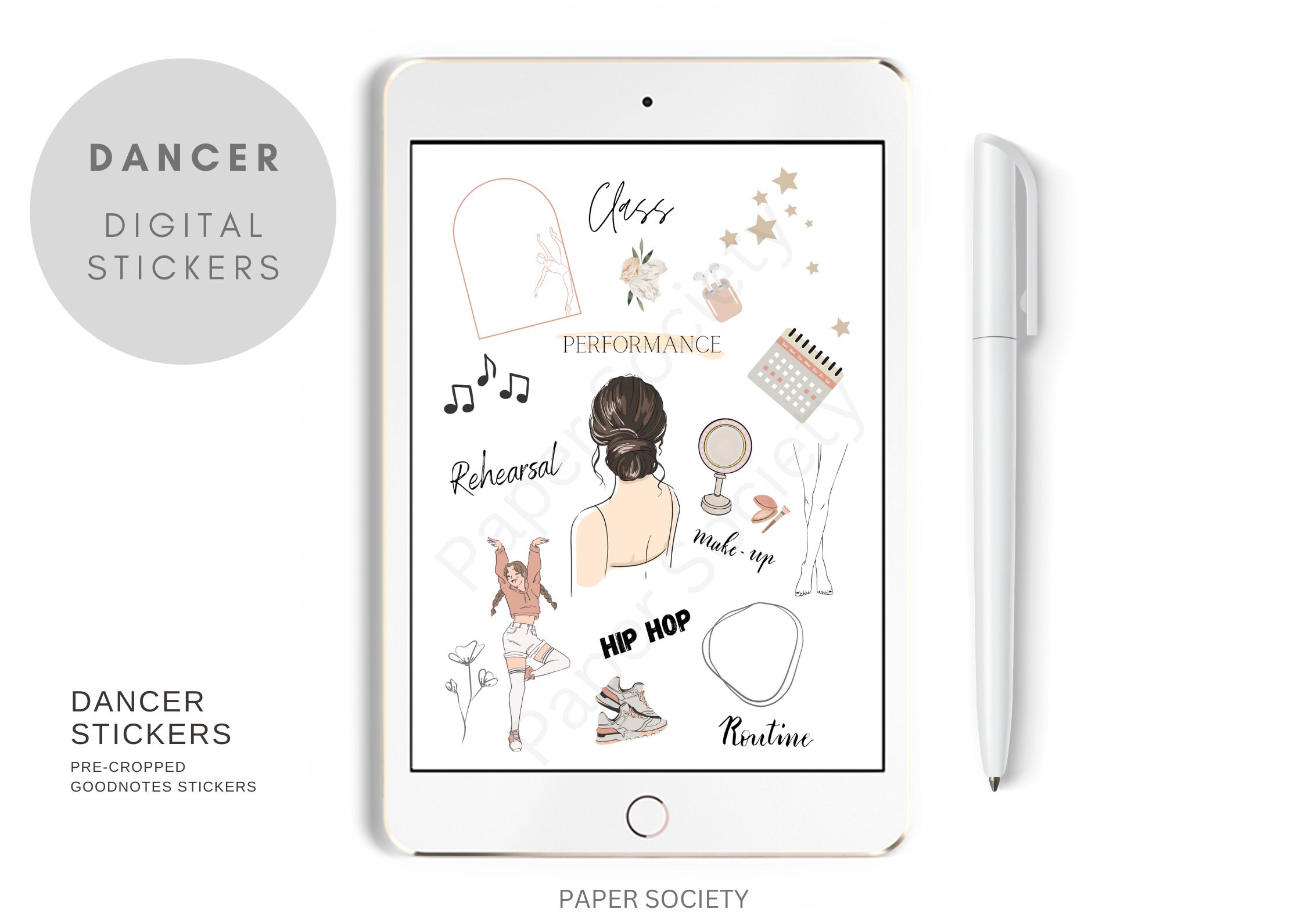 Dancer Stickers for Goodnotes, Pre-cropped Stickers, Digital Dancer ...