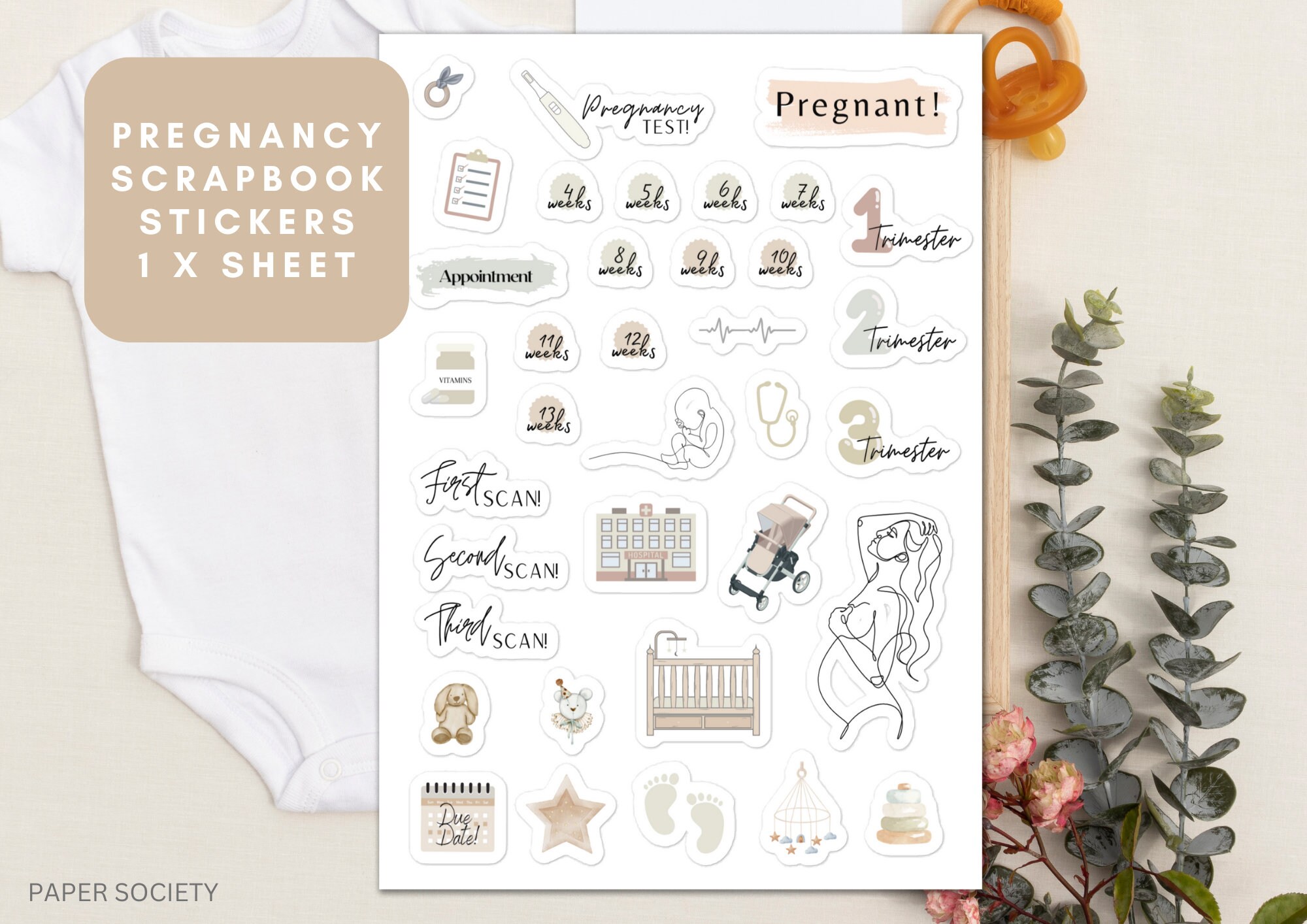 Pregnancy Stickers, Scrapbook Pregnancy Stickers, Pregnancy Planner ...