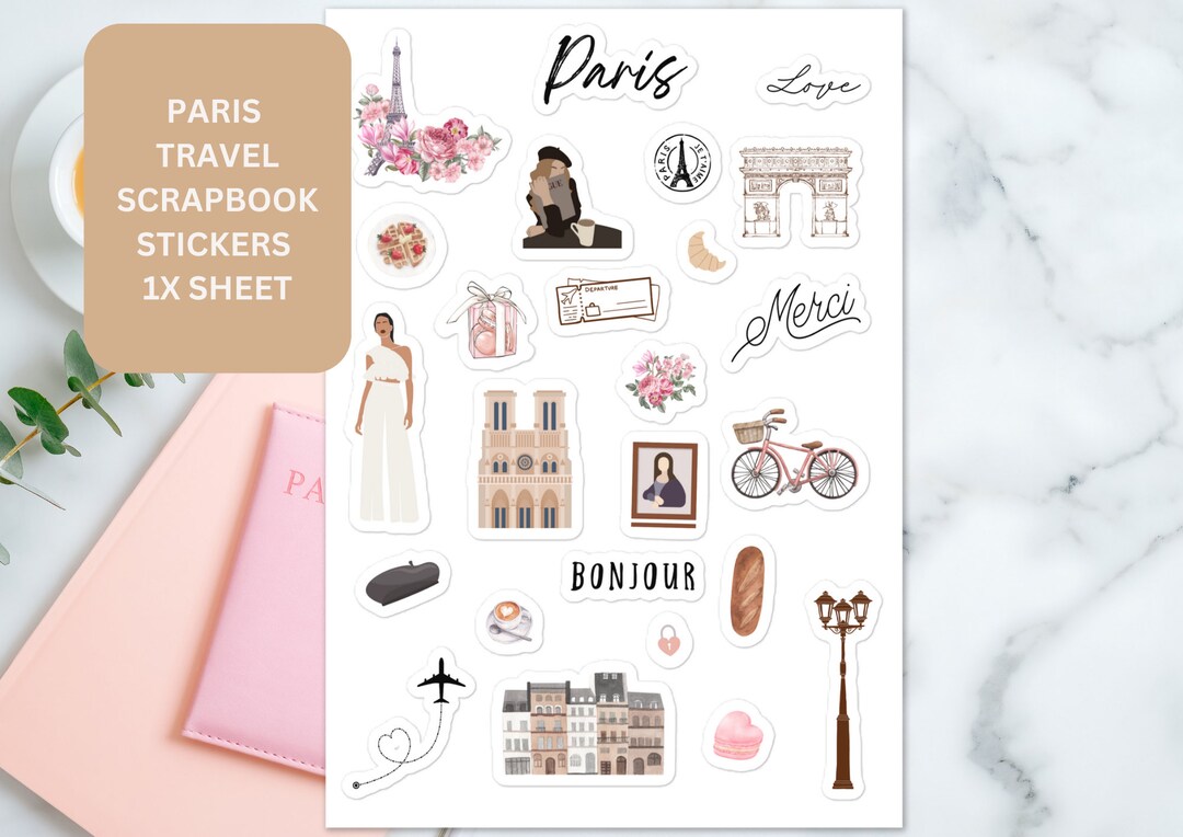 Paris Travel Sticker Sheet, Travel Journal Stickers, Paris Stickers ...