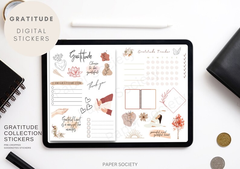 Gratitude Goodnotes Stickers, Gratitude Journal, Grateful Stickers ...