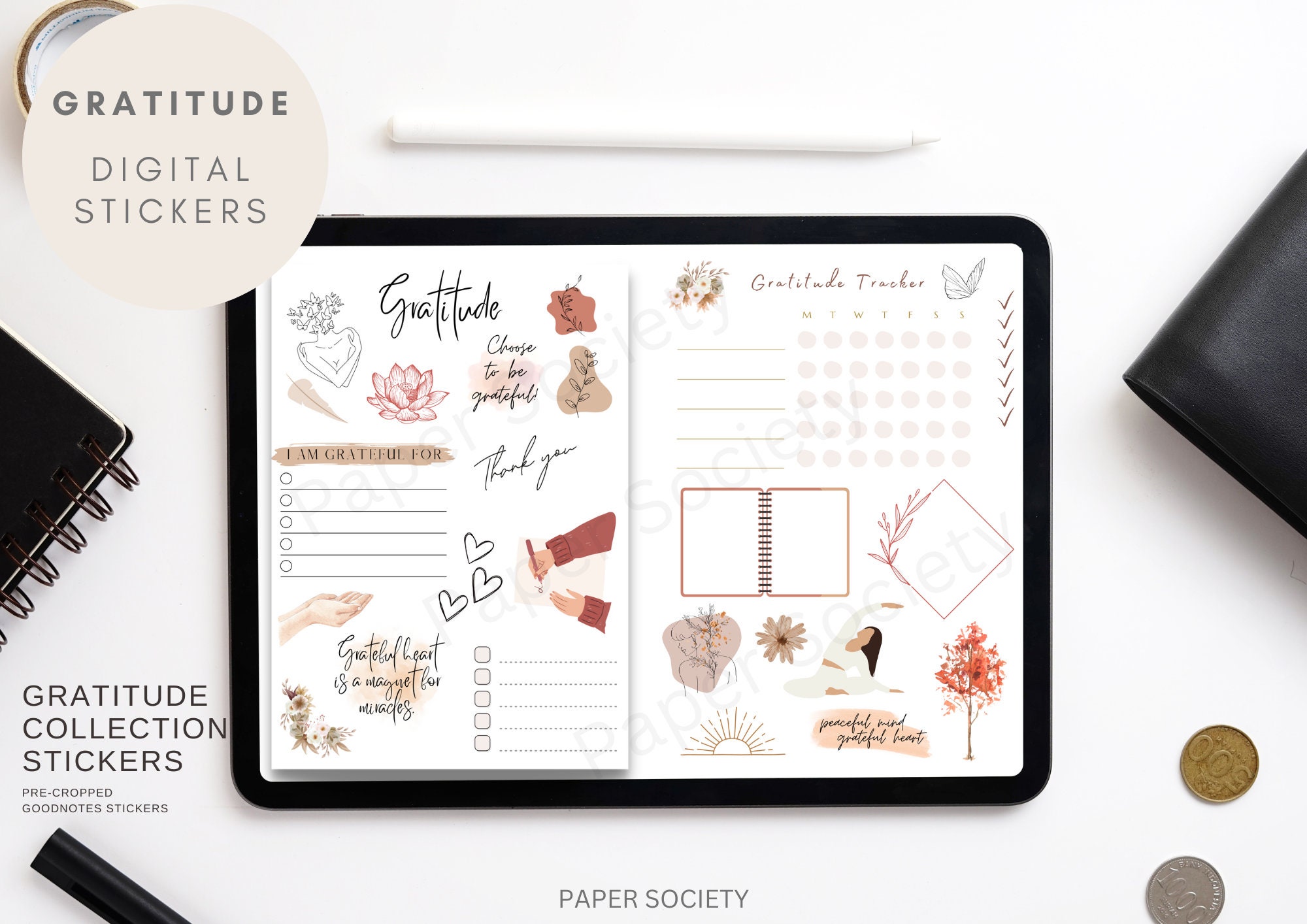 Gratitude Goodnotes Stickers, Gratitude Journal, Grateful Stickers ...