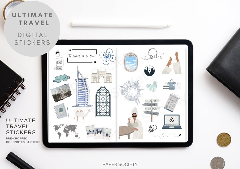 Goodnotes Travel Stickers, Travel Icons, Goodnotes 5, Travel Stickers ...