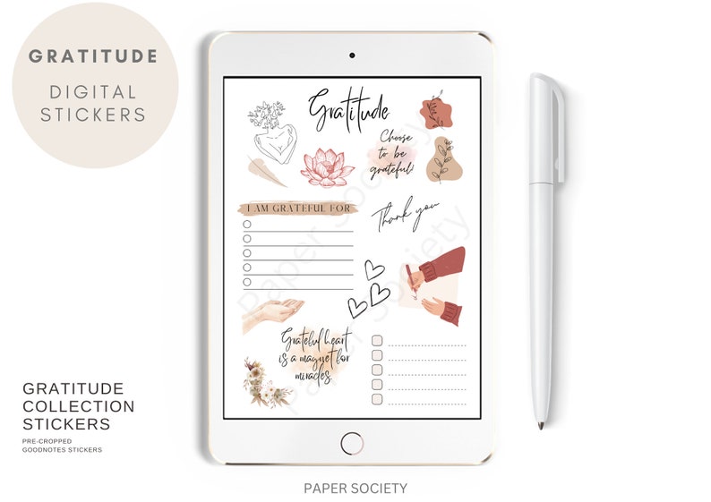 Gratitude Goodnotes Stickers, Gratitude Journal, Grateful Stickers ...