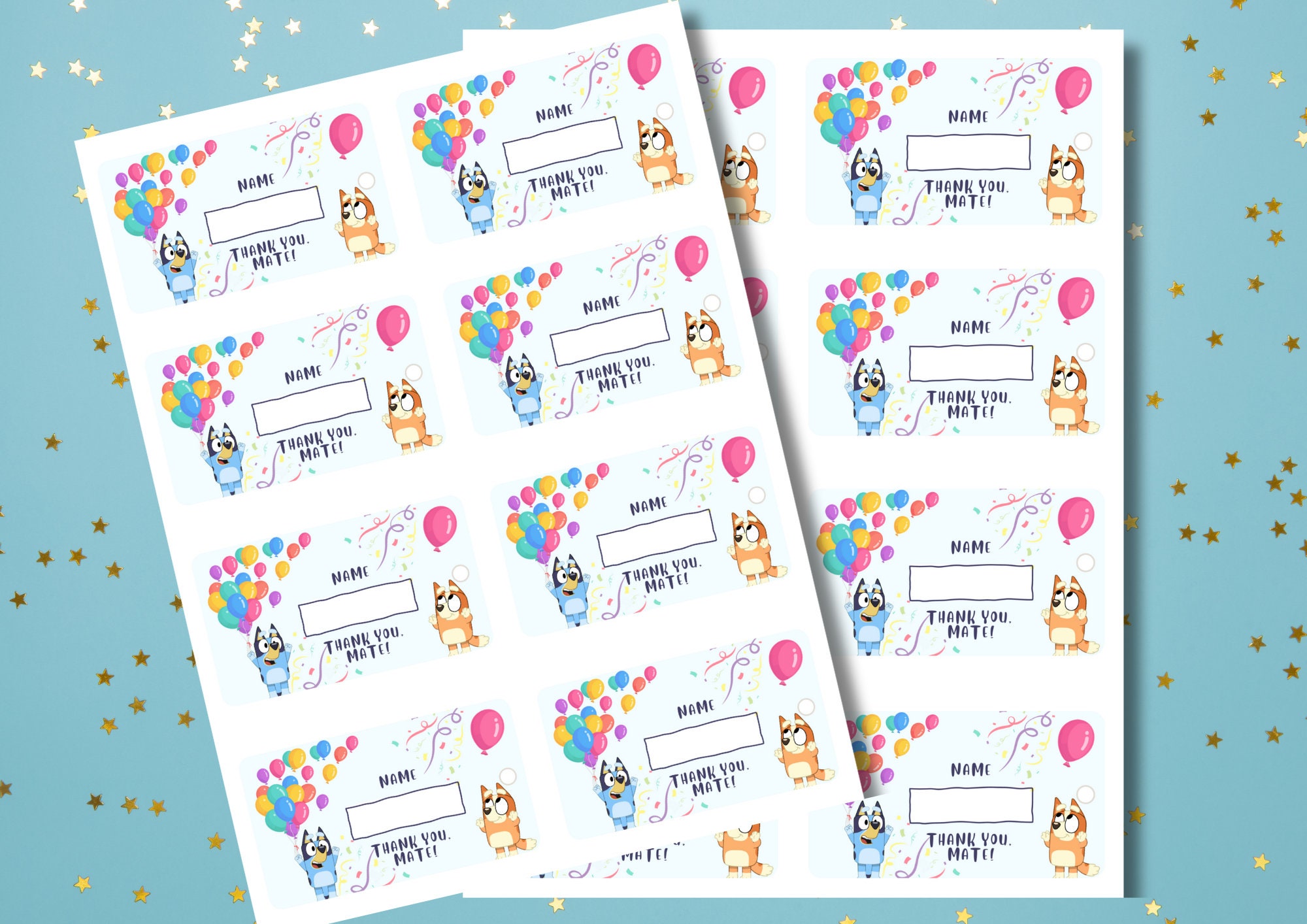 Bluey Birthday Bag Tags, Template Bluey and Bingo Bag Tags, Canva ...