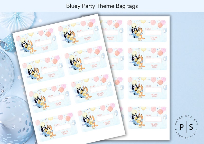 Bluey Birthday Bag Tags, Template Bluey and Bingo Bag Tags, Canva ...