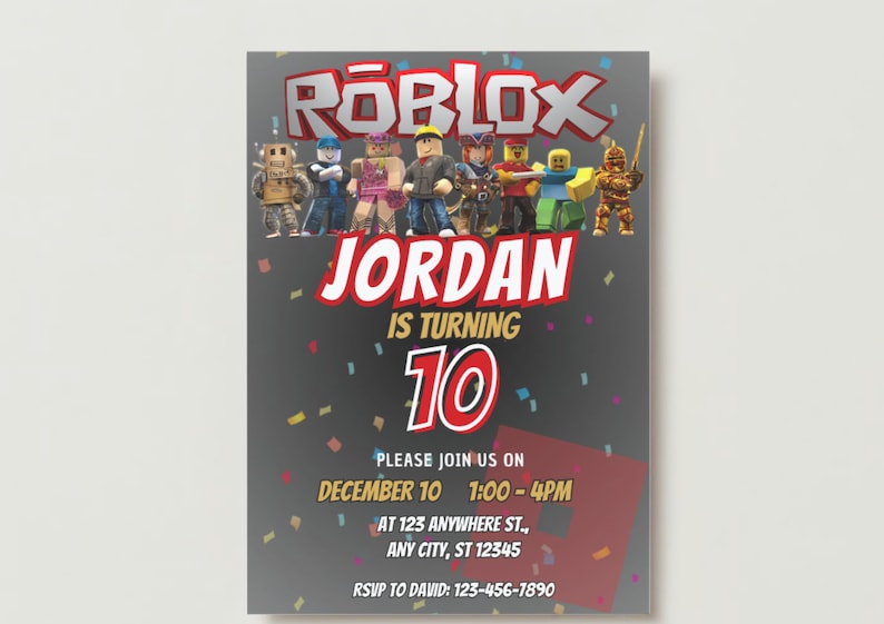 Roblox Birthday Invitation, Roblox Game Party, Roblox Invitation, Kids ...