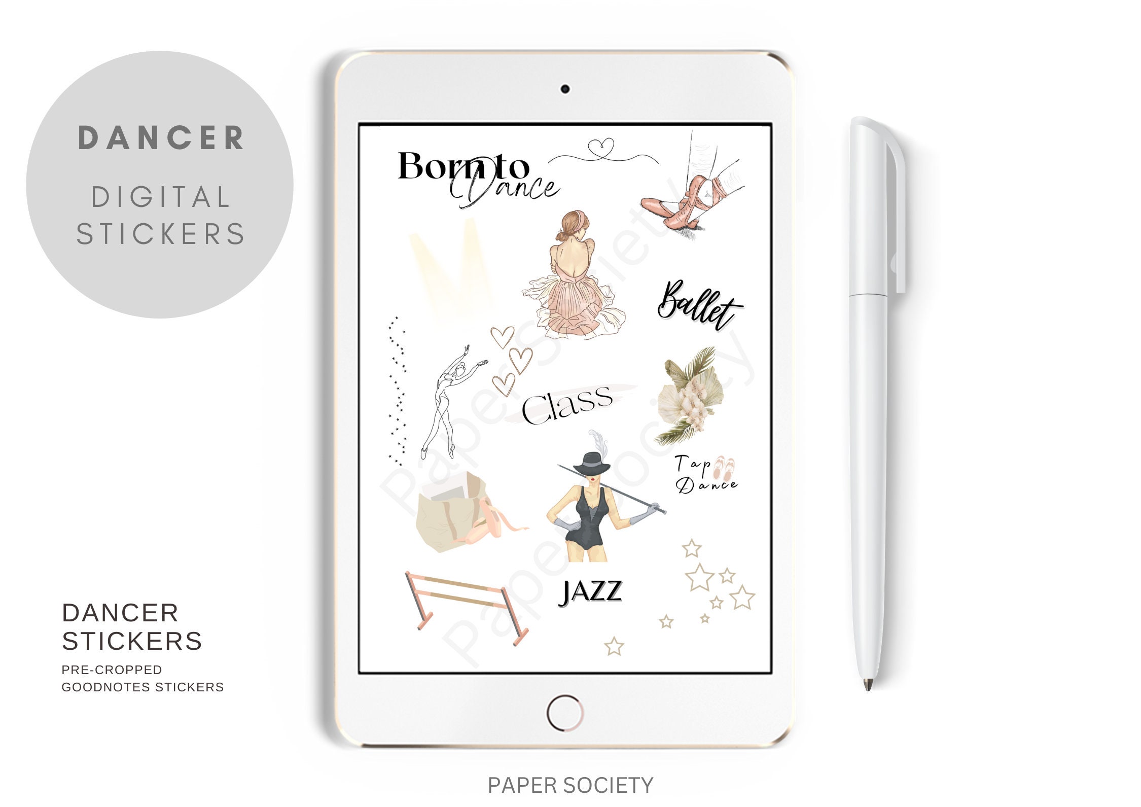 Dancer Stickers for Goodnotes, Pre-cropped Stickers, Digital Dancer ...