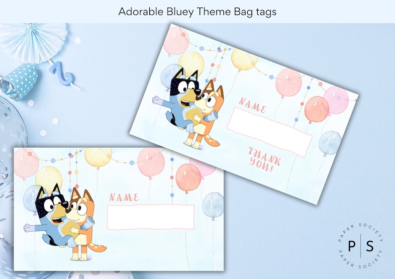 Bluey Birthday Bag Tags, Template Bluey and Bingo Bag Tags, Canva ...