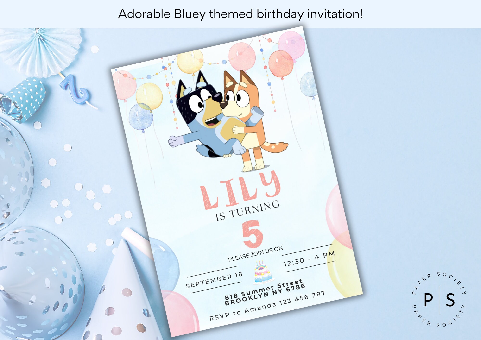 Bluey Birthday Invitation Invite Template Bluey and Bingo Birthday ...