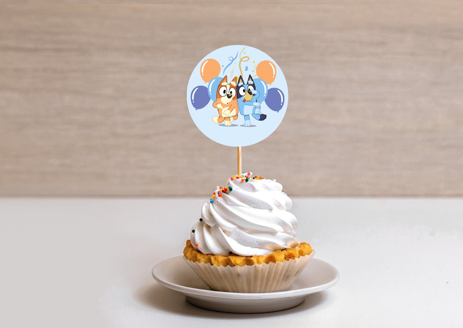 Bluey Blue & Orange Birthday Cupcake Toppers Template Pack Bluey and ...