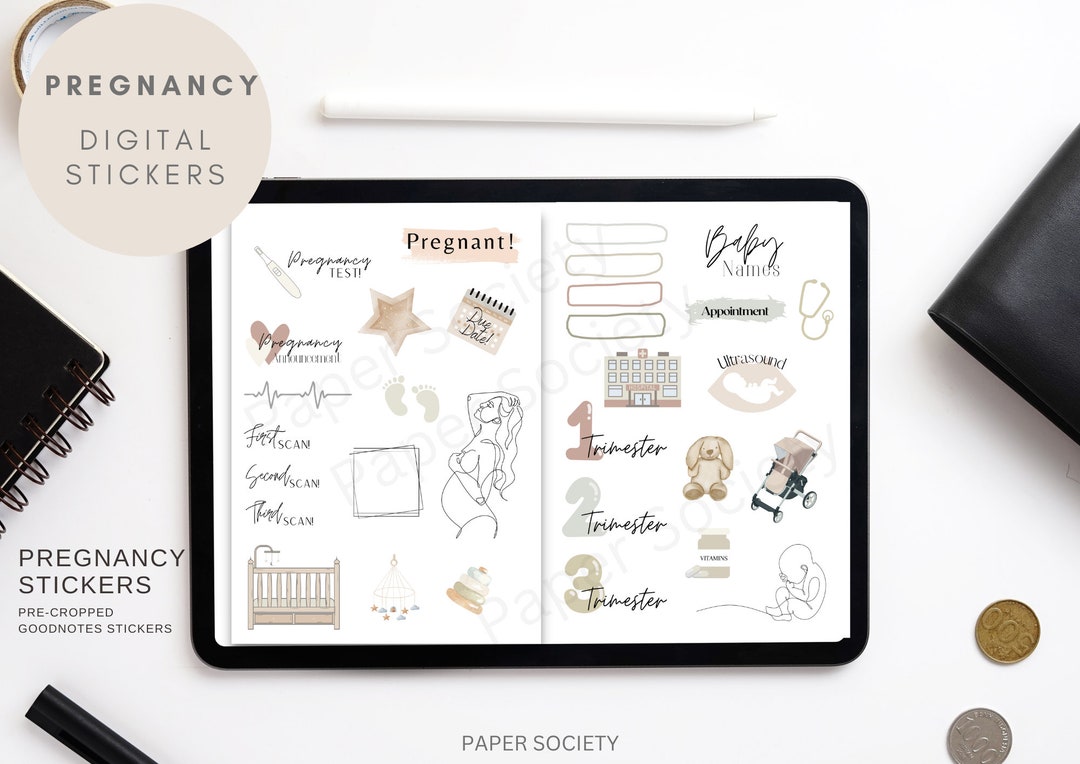 Goodnotes Stickers, Pregnancy Stickers, Digital Pregnancy Stickers ...