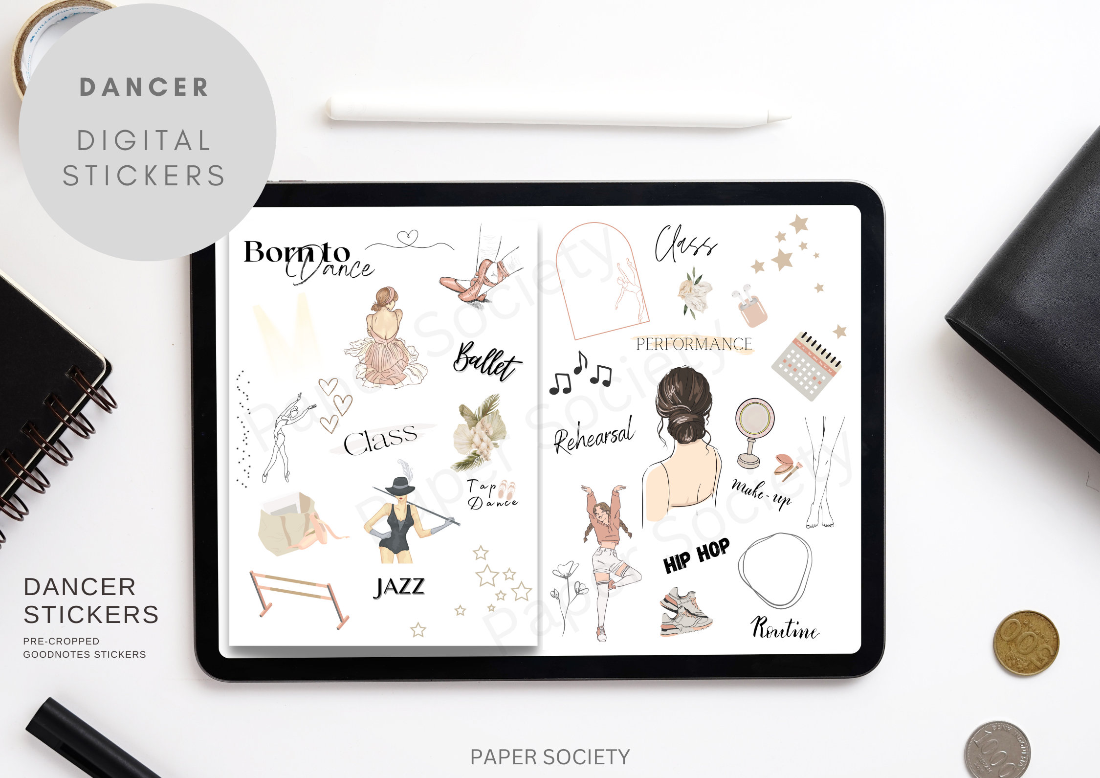 Dancer Stickers for Goodnotes, Pre-cropped Stickers, Digital Dancer ...