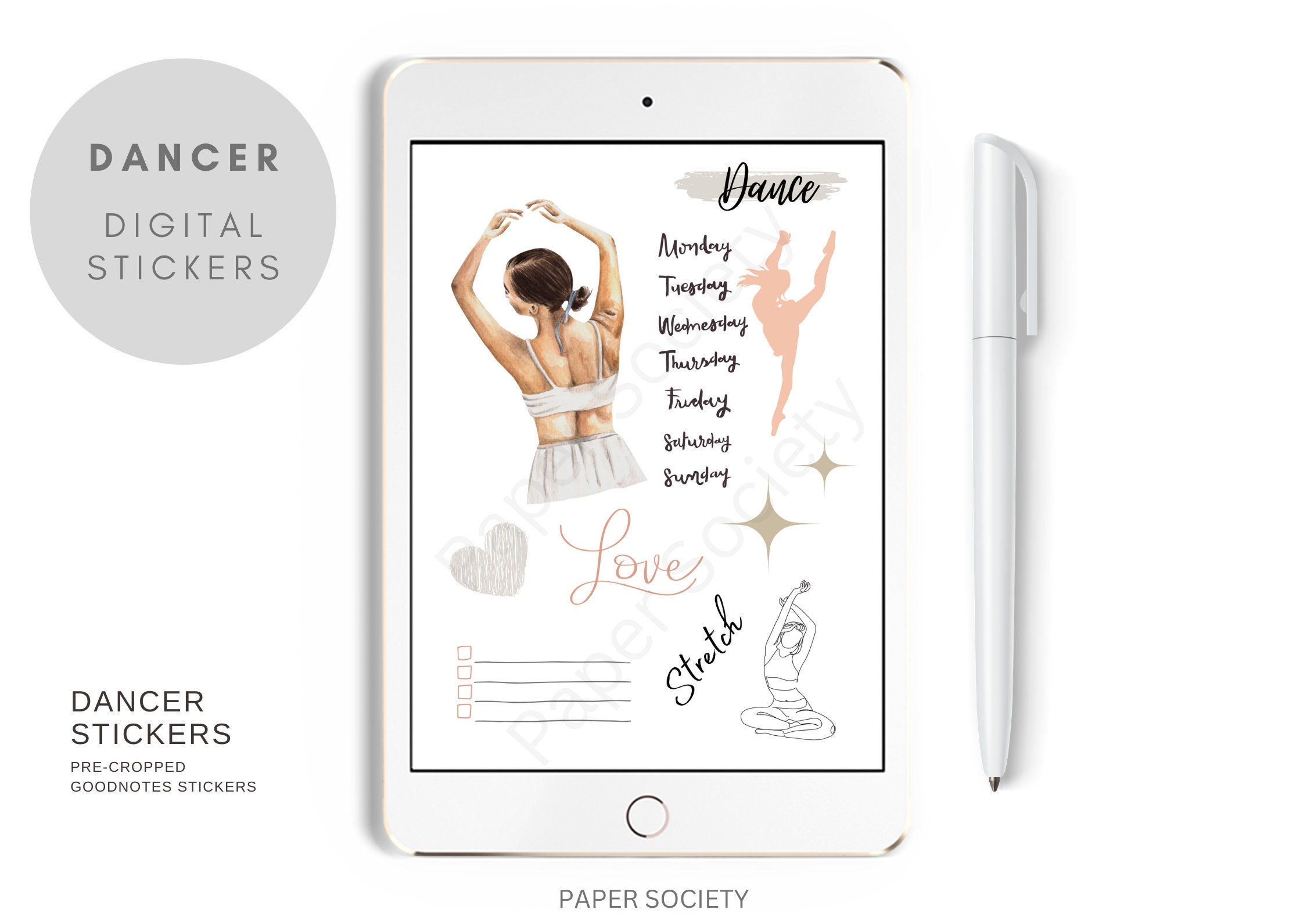 Dancer Stickers for Goodnotes, Pre-cropped Stickers, Digital Dancer ...