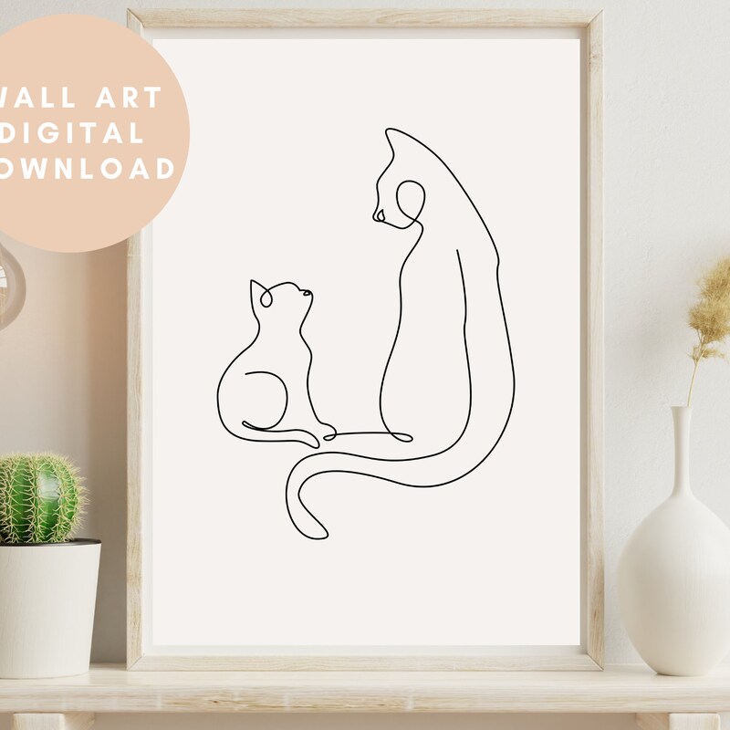 Cat Line Art - Etsy