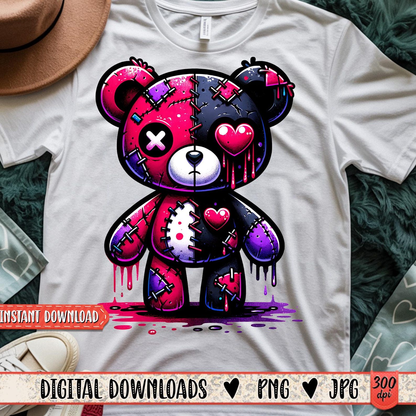 Dripping Teddy Bear Png | Cartoon Colorful Theme Png | Scary Teddy Bear ...