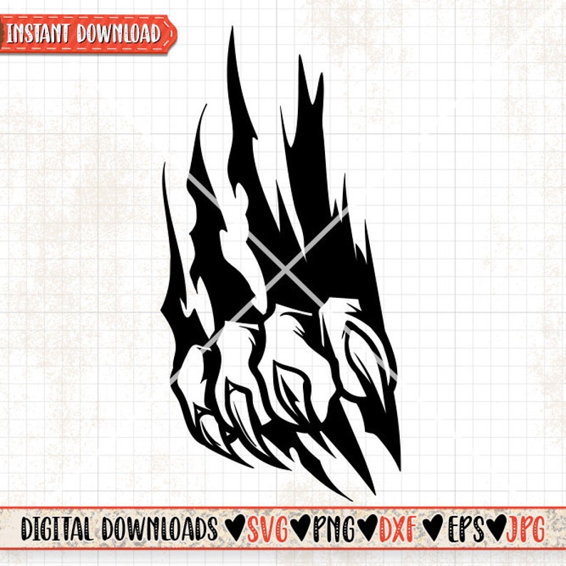 Scratch Claw Svg Dragon Claws Clipart Wild Animal Stencil Monster Shirt ...