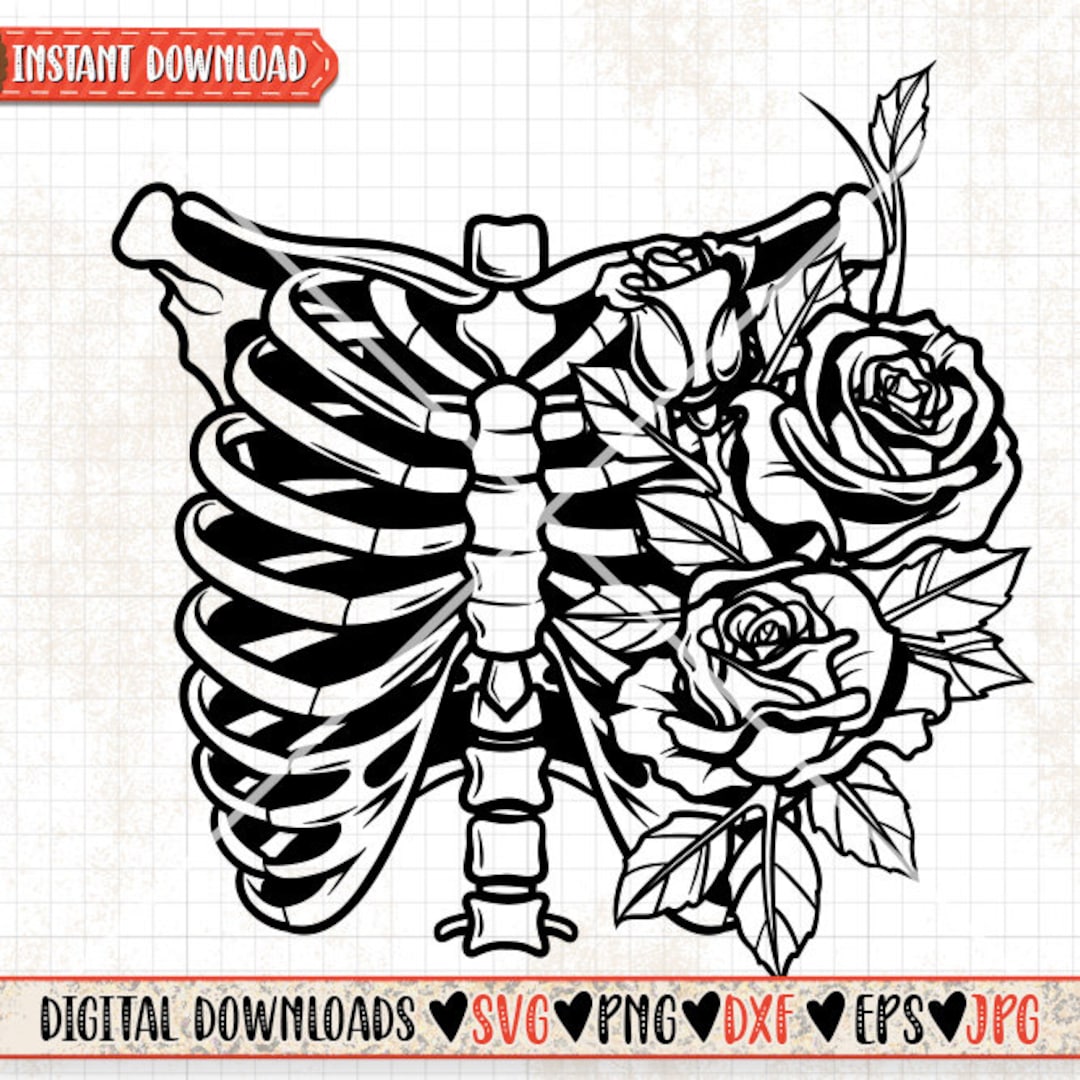 Floral Rib Cage Svg | Flower Skeleton Clipart | Ribs Cutfile | Gothic ...