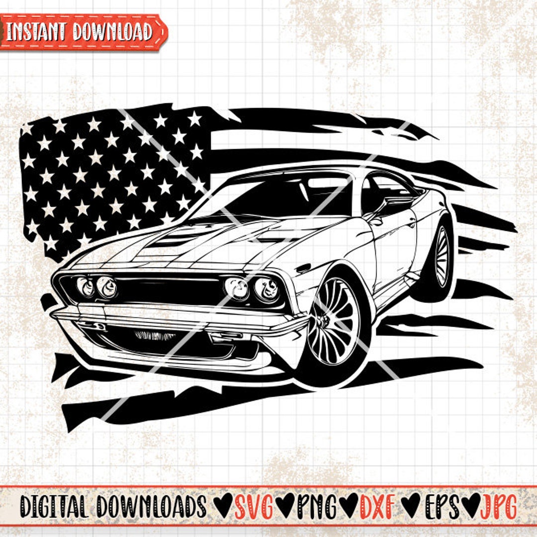 US Sports Car Svg | Car Show Clipart | Vintage Ride Stencil | Drag ...